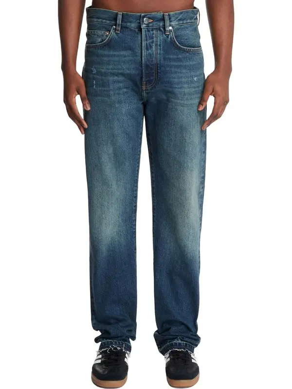 Amiri High Waist Straight Leg Jeans - Dark Indigo