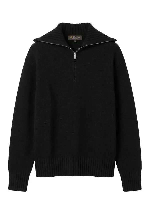 Loro Piana Parksville Half-zipped Knitted Jumper - Black
