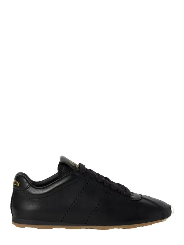 Miu Miu Perforated Leather Lace-up Sneakers - Black