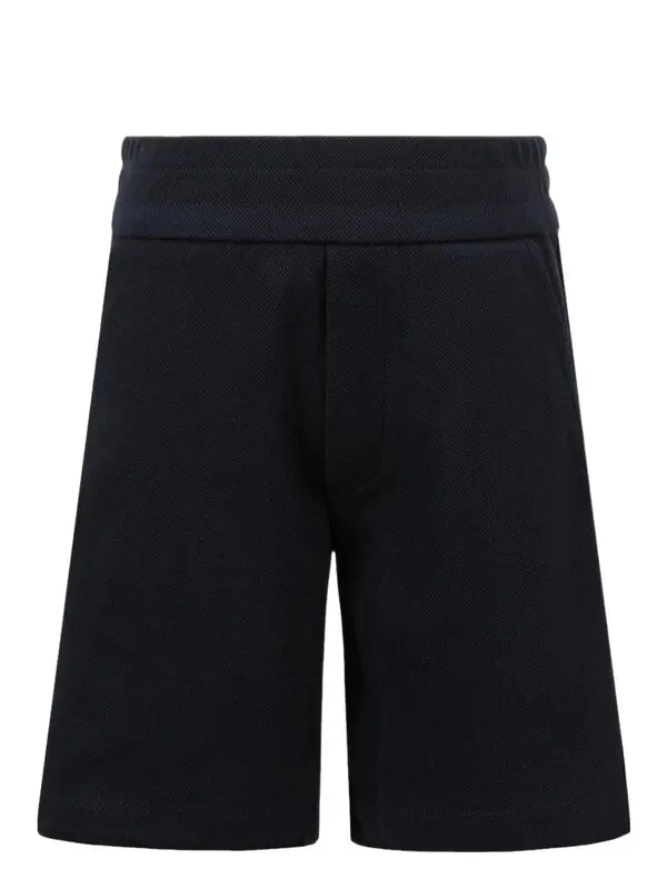Moncler Piquet Shorts With Tricolour Trim - Navy Blue