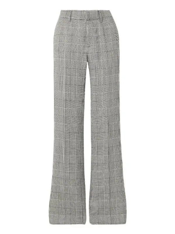 Alessandra Rich Prince Of Wales Checked Wool Trousers - Gray