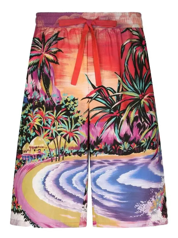 Dolce & Gabbana Graphic Print Drawstring Bermuda Shorts - Multicolor
