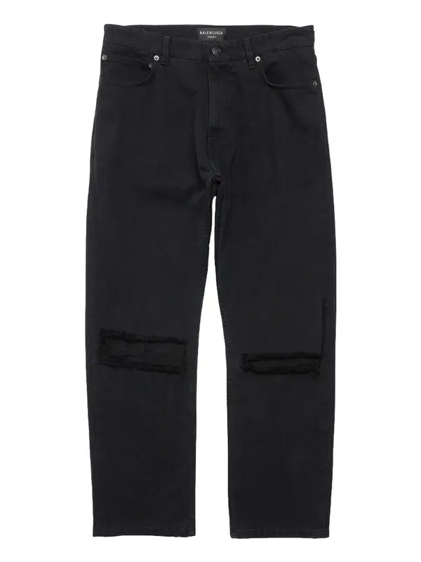 Balenciaga Straight-leg Denim Jeans With Knee Slits - Black