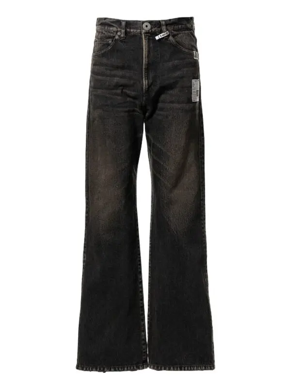 Mihara Yasuhiro Flared Vintage-washed Denim Pants - Black