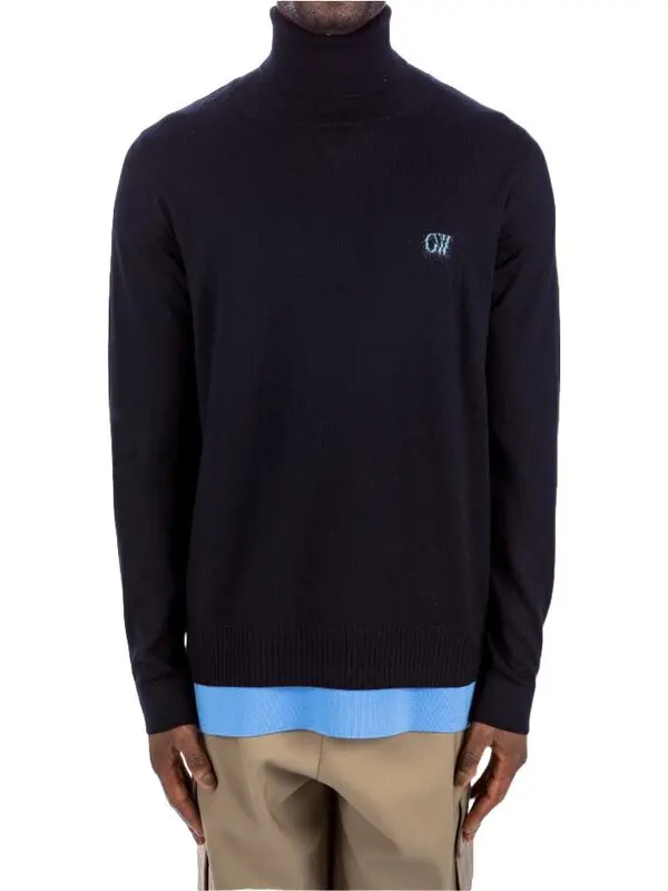 Off-White High Neck Long Sleeve Jumper - Black