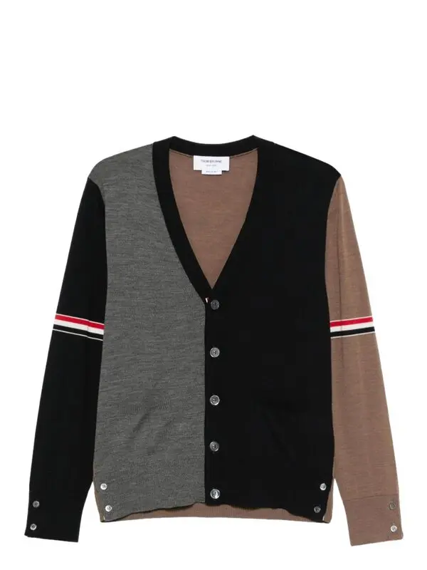 Thom Browne Rwb-stripe Cardigan - Black