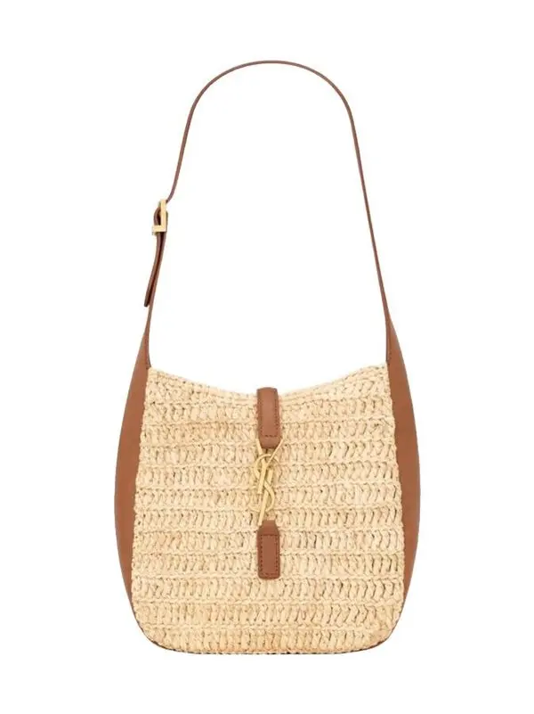 Saint Laurent Le 5 À 7 Raffia Shoulder Bag - Natural And Brick