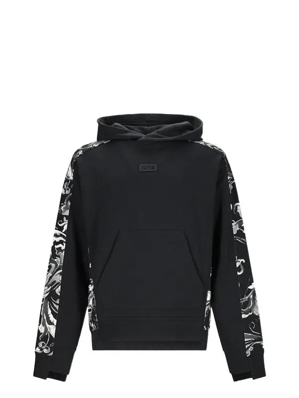 Versace Long-sleeved Hooded Sweatshirt With Kangaroo Pocket - Black