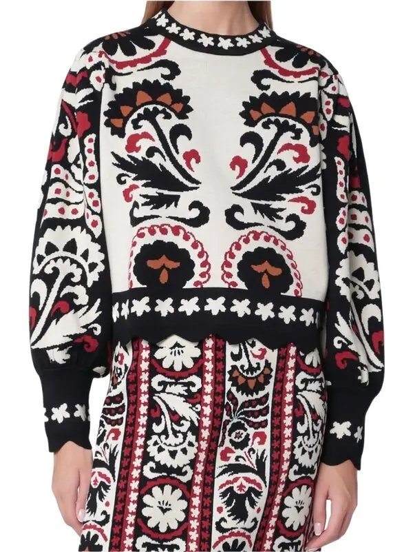 Farm Rio Tapestry Pattern Knit Pullover - Black