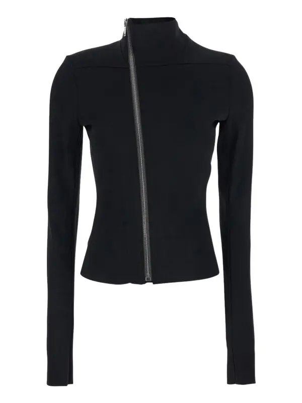 Rick Owens Long Sleeve Asymmetrical Zip Jacket - Black