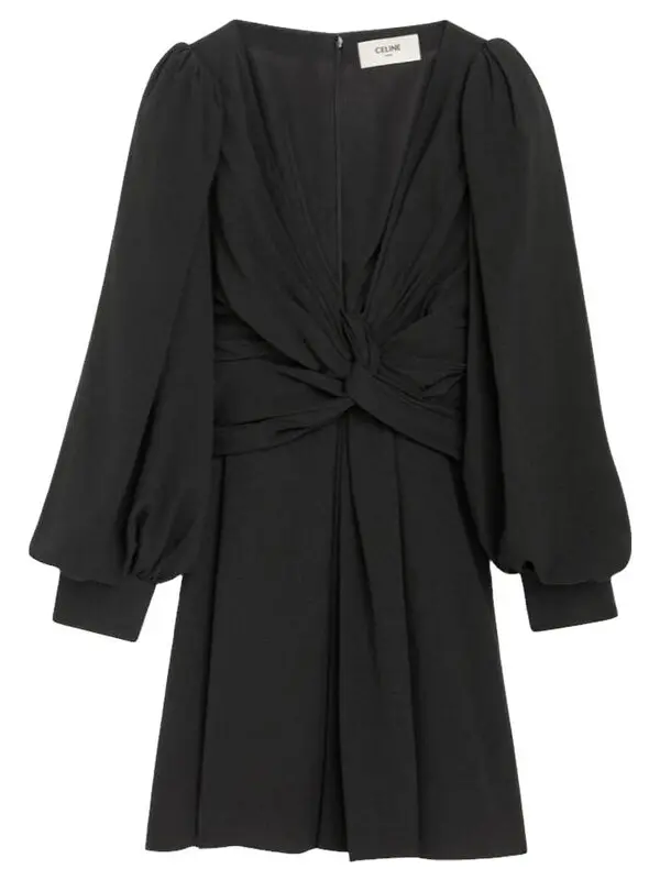Celine V-neck Twisted Knit Dress - Black