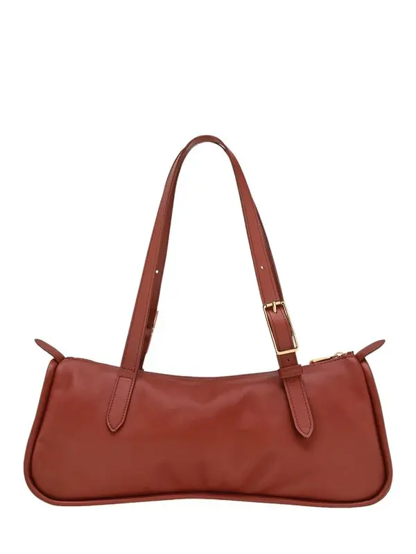 Longchamp Logo Debossed Zip-up Shoulder Bag - Brown