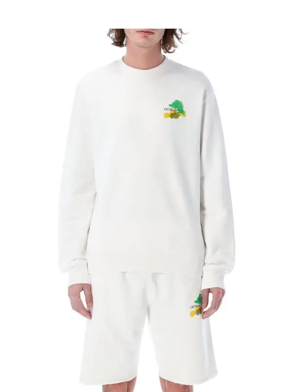 Off-White Crewneck Sweatshirt With Graphic Print - White