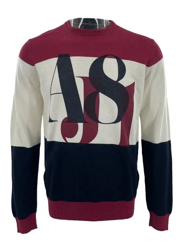 Emporio Armani Color Block Crew Neck Sweater - Black
