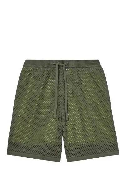 Kenzo Embroidered Cotton Mesh Shorts - Khaki