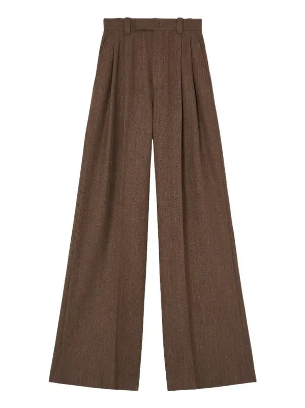 Loro Piana Timon High-rise Wide-leg Pleated Trousers - Auburn/oak/terracotta