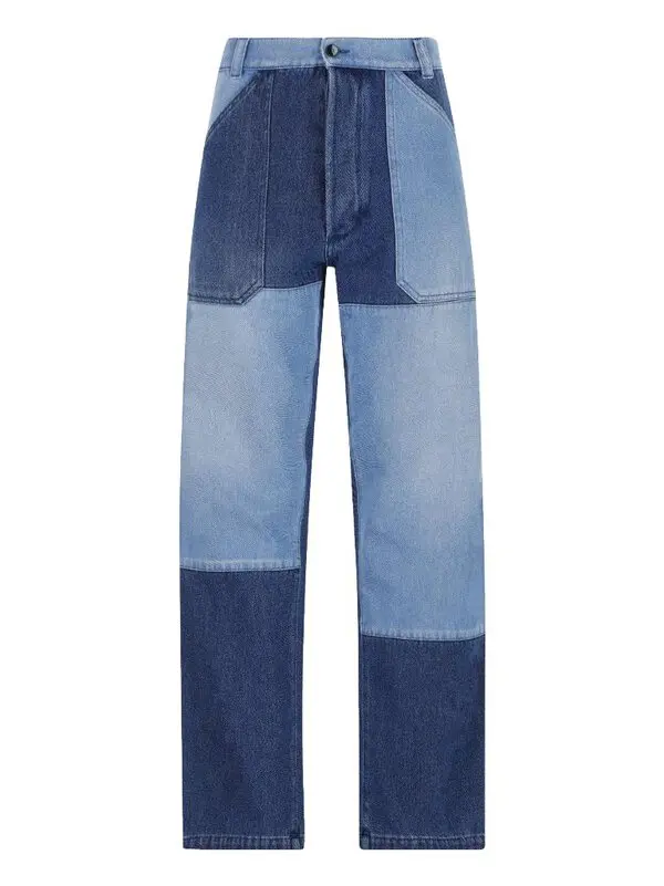 Etro Patchwork Logo-embossed Straight-leg Jeans - Blue