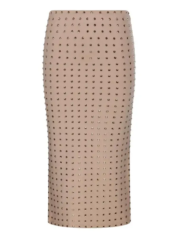 Sportmax Embellished Midi Skirt With Side Slits - Nude
