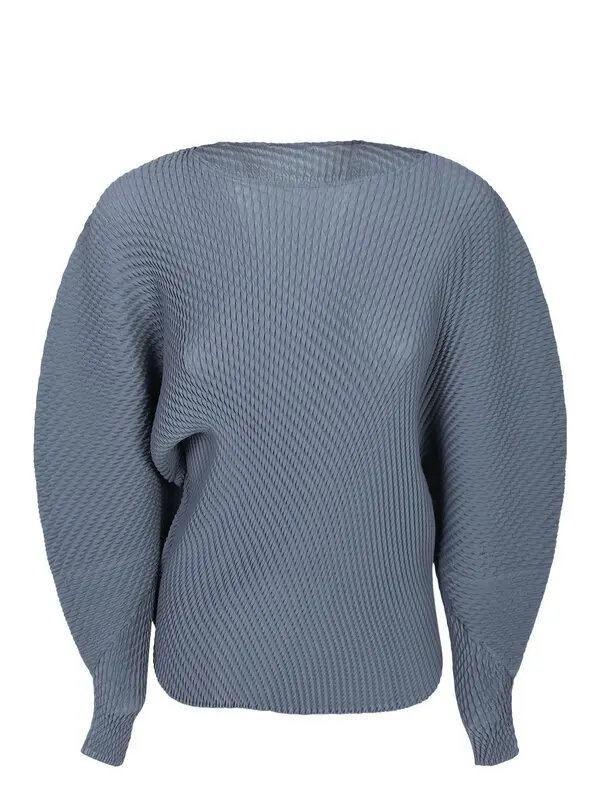 Issey Miyake Oversized Pleated Long-sleeve Top - Blue