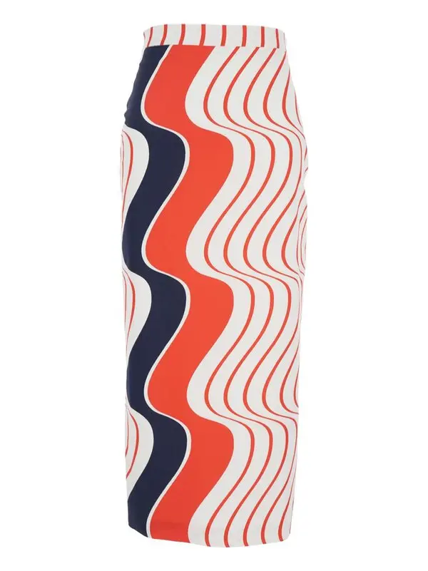 MSGM Waves Motif Skirt - Red