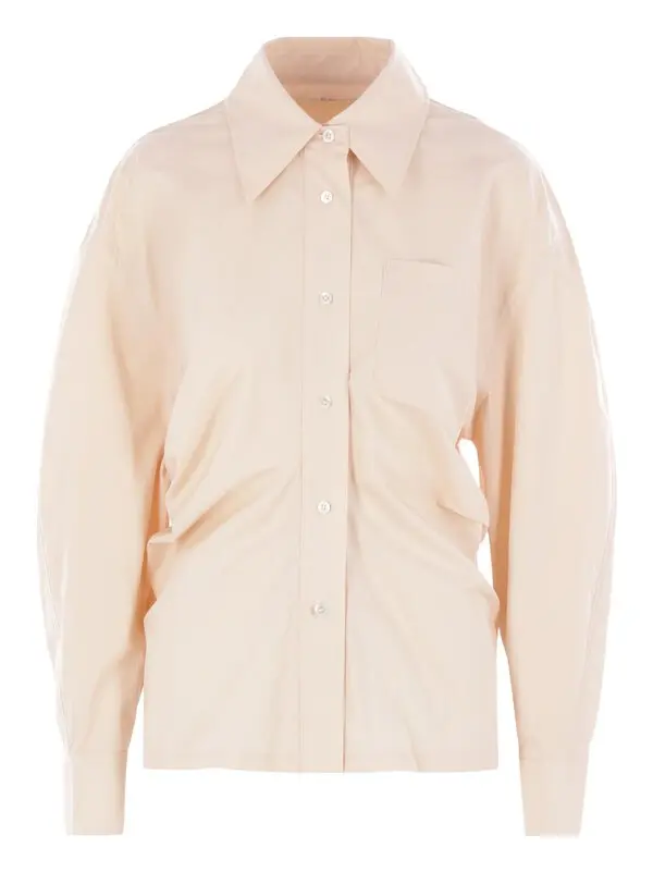 Co Cotton Shirt With Ruched Details - Nude