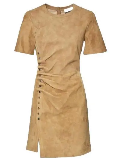 Rabanne Gathered Crewneck Mini Dress - Brown