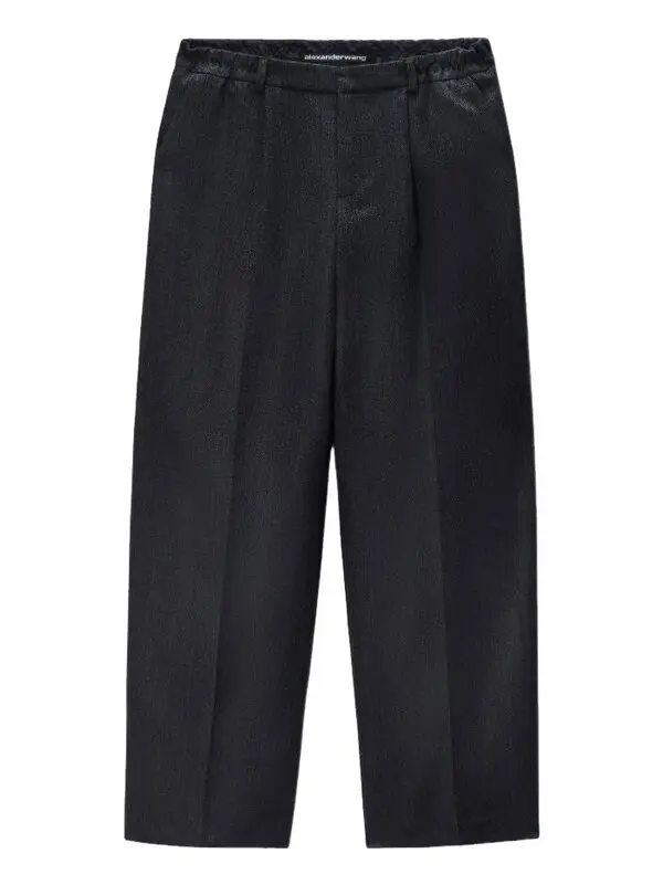 Alexander Wang Tailored Wide-leg Wool Twill Pants - Black/charcoal Gray