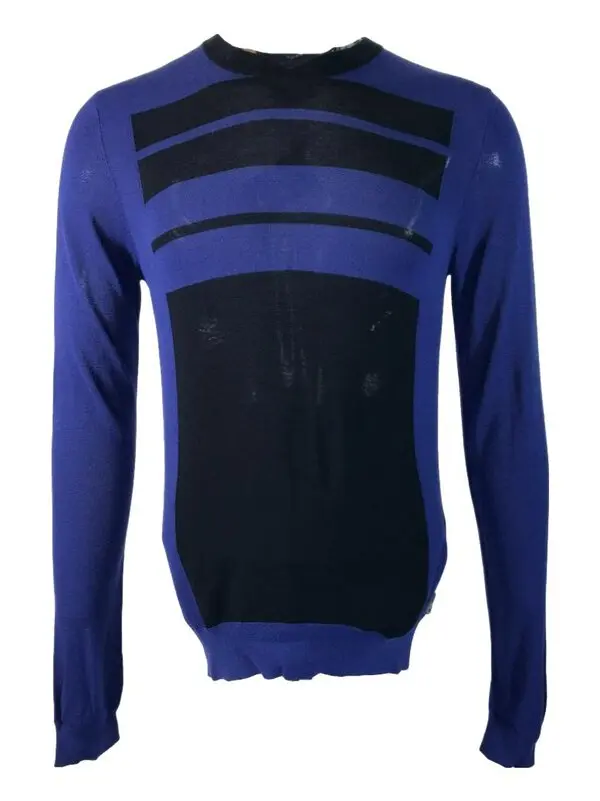 Emporio Armani Long Sleeve Knit Sweater - Blue