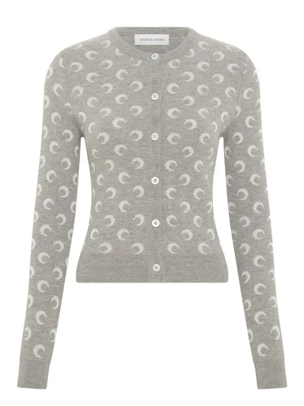 MARINE SERRE Moon Jacquard Cardigan - Gray