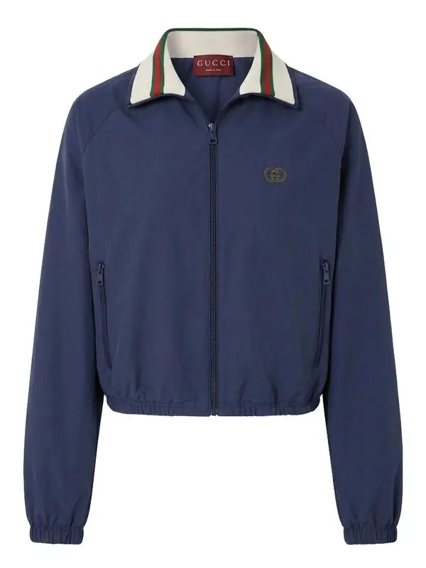 Gucci Striped Collar Zip-up Jacket - Blue