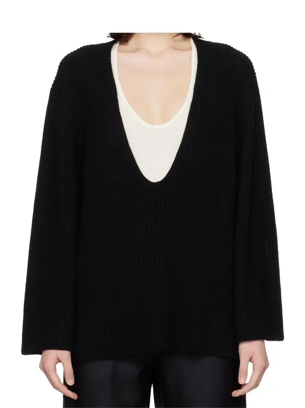 Loulou De Saison Long-sleeved Sweater With Ribbed Trim - Black