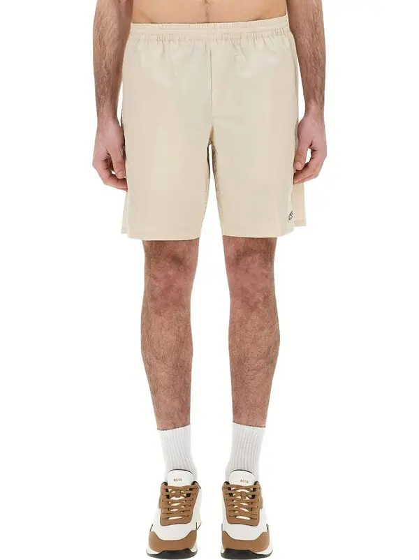 Hugo Boss Logo Print Track Shorts - Nude