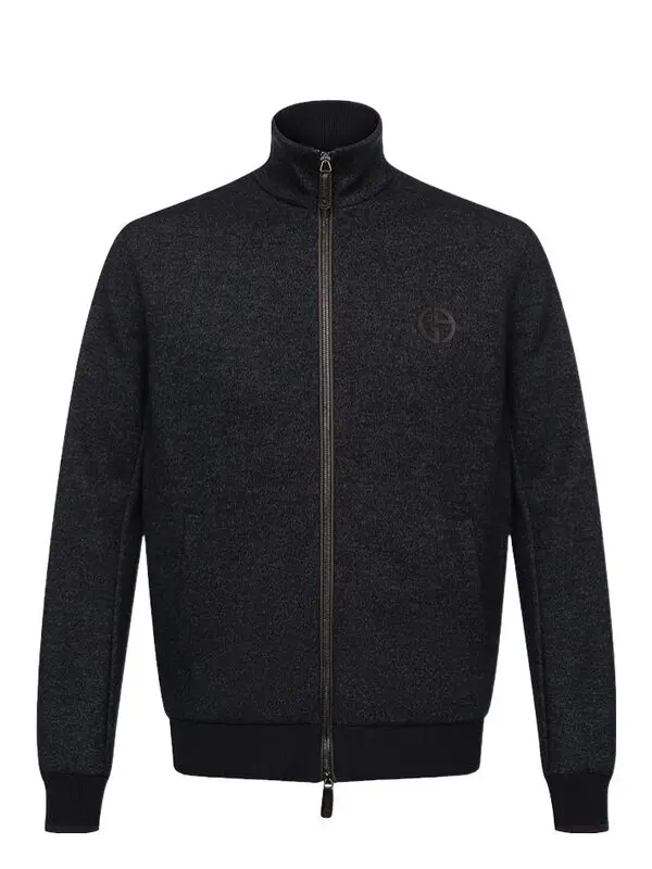 Giorgio Armani Vertical Collar Zip-up Cardigan - Black