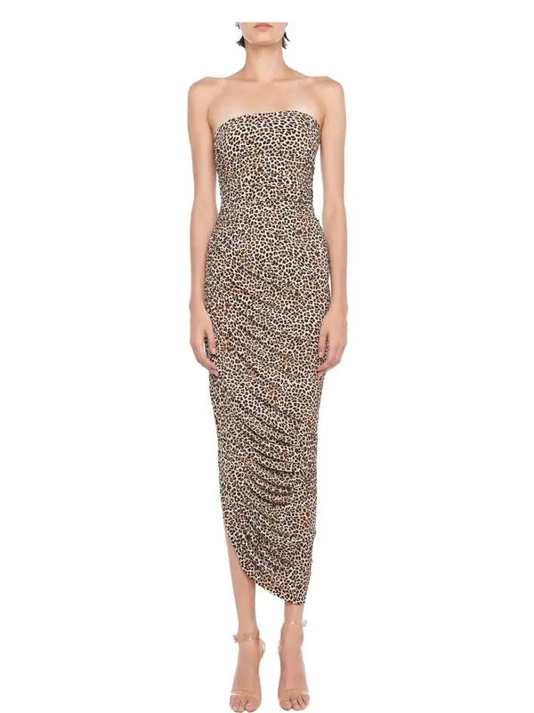 Norma Kamali Strapless Leopard Print Gown - Nude