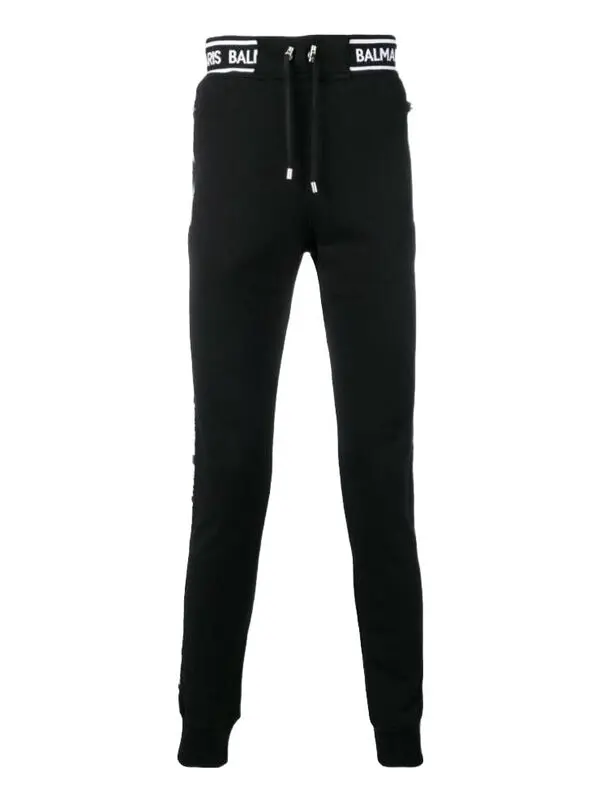 Balmain Logo Stripe Track Trousers - Black
