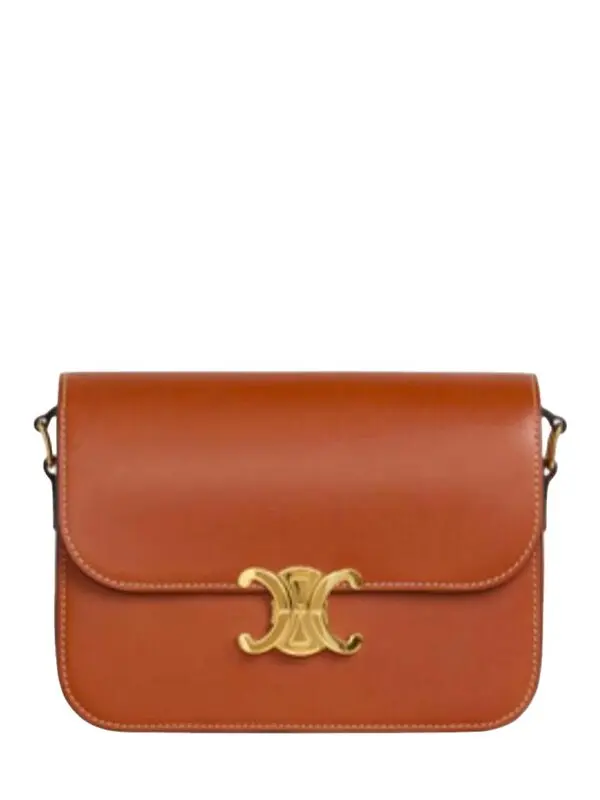 Celine Triomphe Bag In Natural Calfskin - Yellow-brown