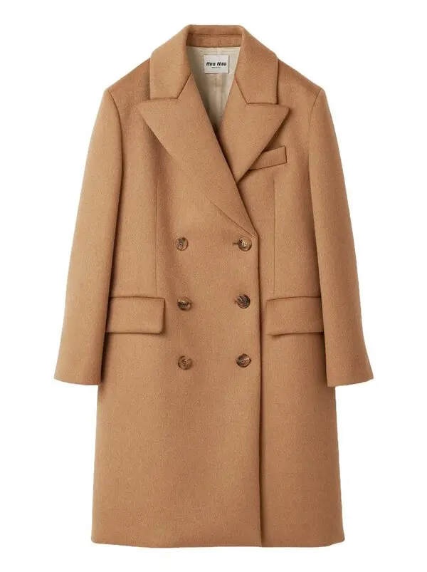 Miu Miu Double-breasted Camel Hair Coat - Camel Brown