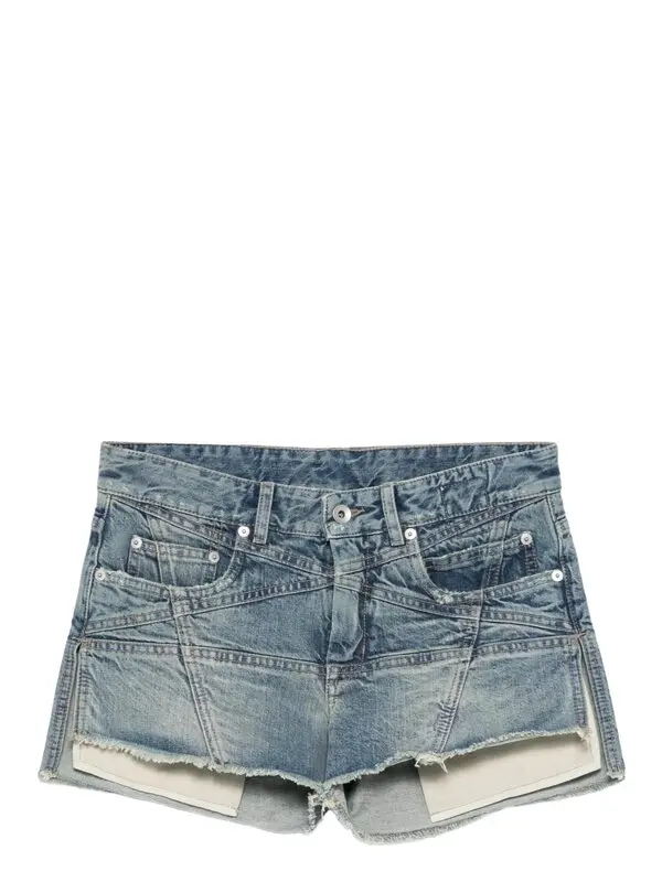 Rick Owens Frayed Edge Denim Shorts - Gray