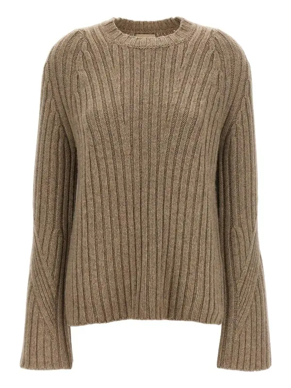 Khaite Crewneck Knitted Jumper With Long Sleeves - Brown