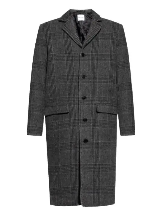 SAMSOE SAMSOE Checked Wool Coat - Black