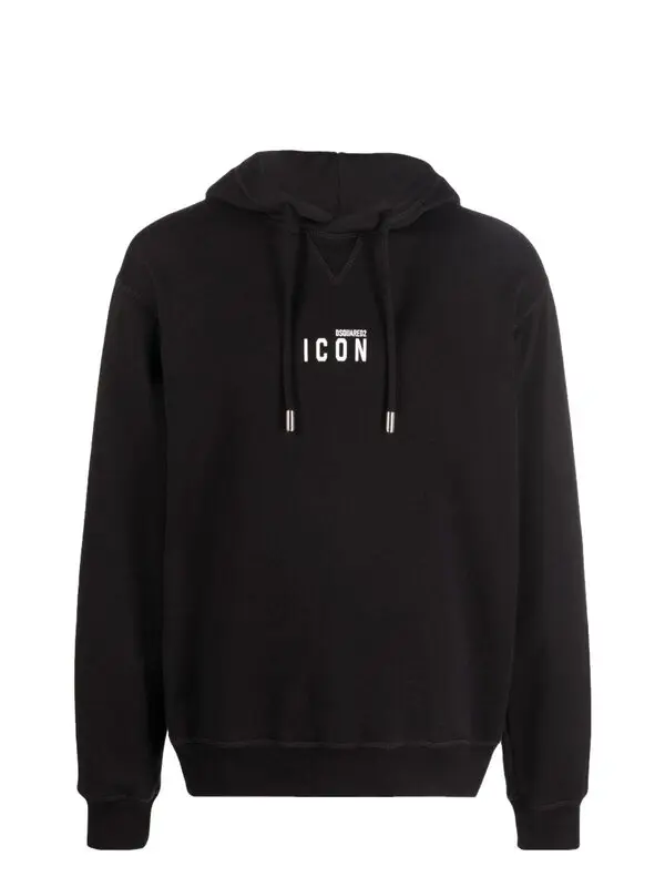 Dsquared2 Logo Printed Drawstring Hoodie - Black