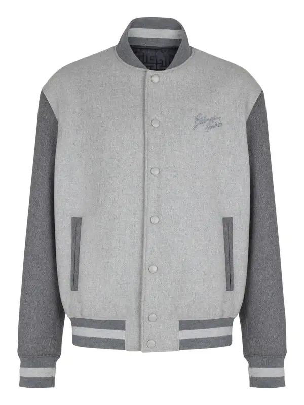 Balmain Logo Embroidered Varsity Jacket - Grey