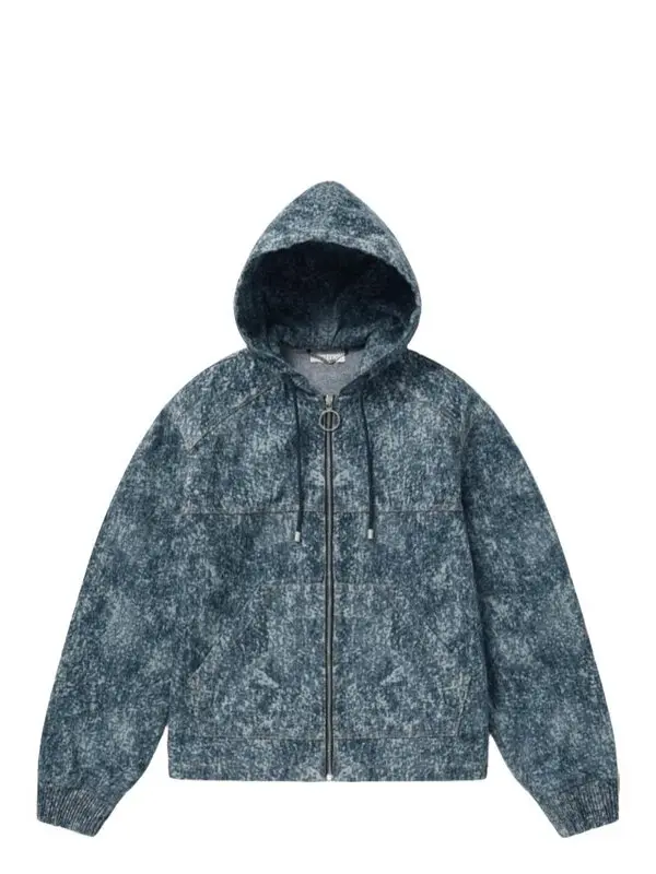 1989 STUDIO Acid-wash Denim Hooded Zip-up Coat - Light Blue