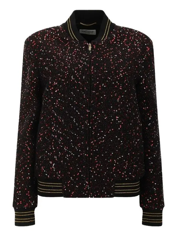 Saint Laurent Sequin Bomber Jacket - Black