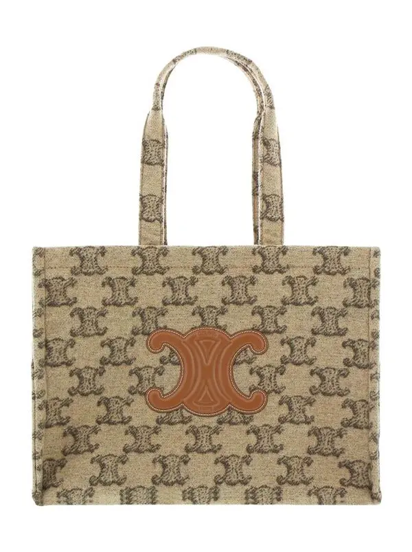 Celine Cabas Thais Large Textile Bag With Triomphe - Camel