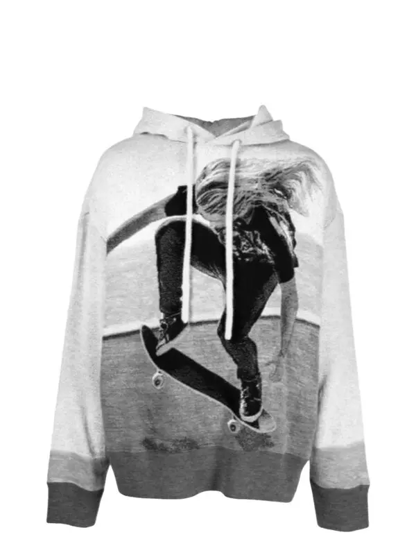 Palm Angels Graphic-printed Drawstring Hoodie - Gray