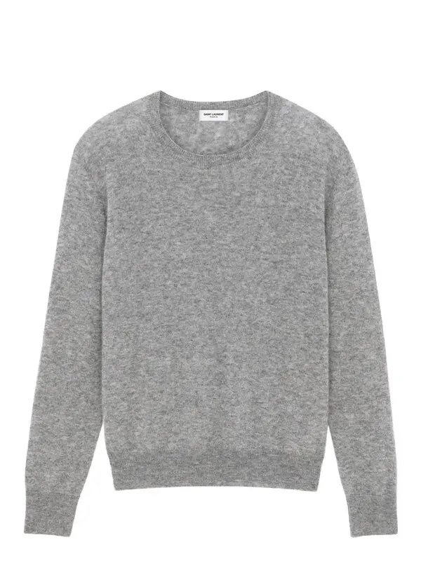 Saint Laurent Crewneck Long-sleeved Jumper - Gray