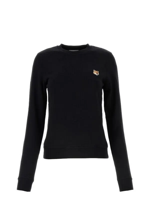 Maison Kitsuné Crewneck Sweatshirt With Fox Head Patch - Black
