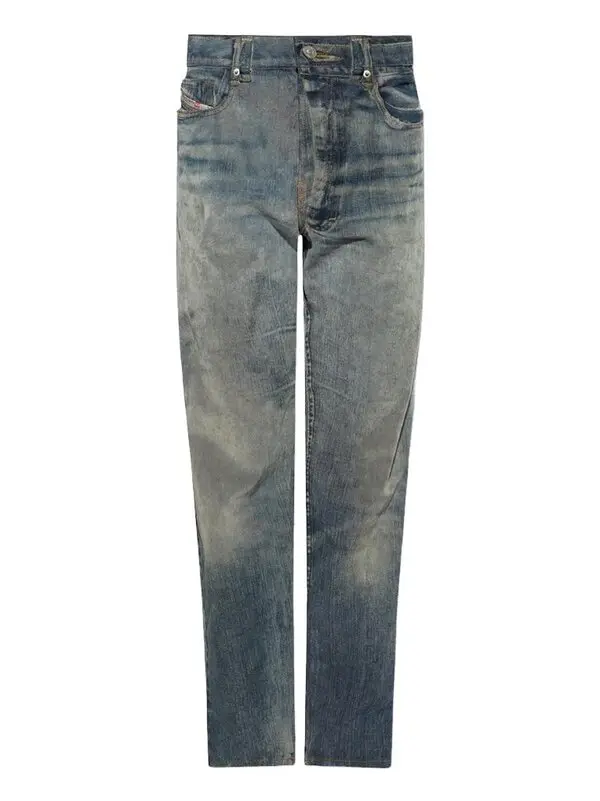 DIESEL® Logo Patch Straight Leg Jeans - Gray