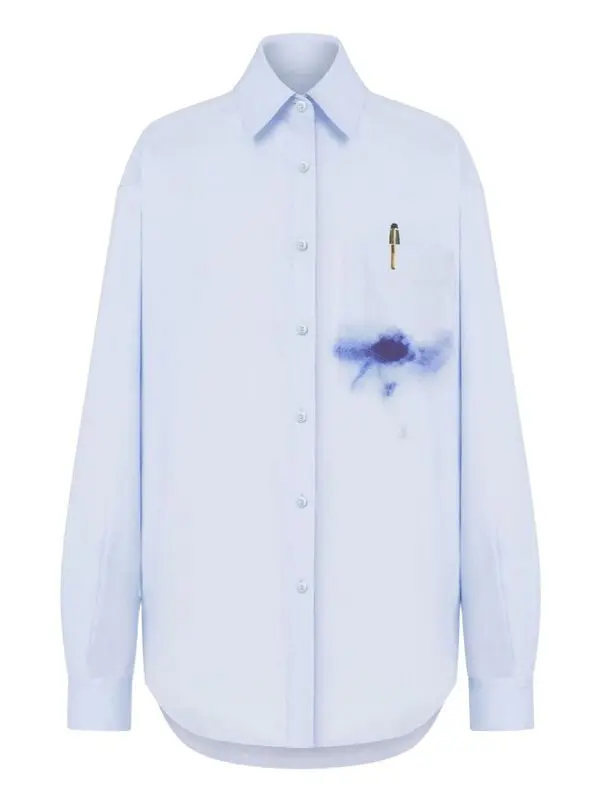 Moschino Blotch-print Long-sleeved Shirt - Light Blue